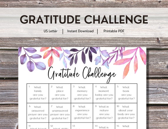 30 Day Gratitude Challenge Printable Monthly Challenge - Etsy