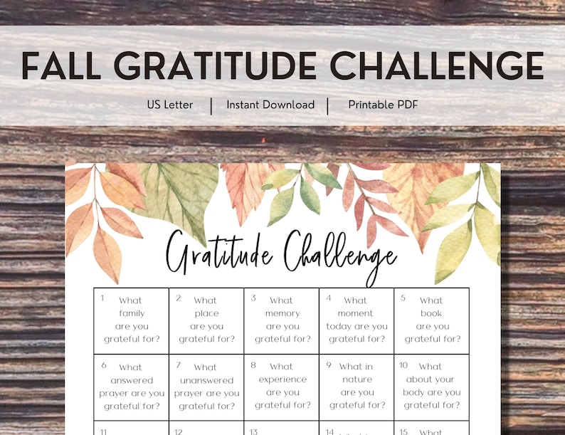 30 Day Gratitude Challenge Printable Monthly Challenge - Etsy