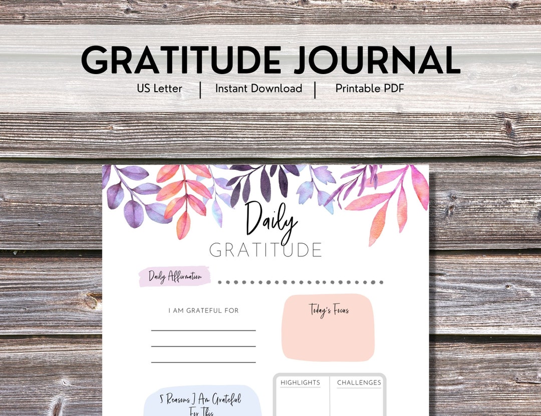 Botanical Watercolor Gratitude Journal Daily Thankfulness - Etsy