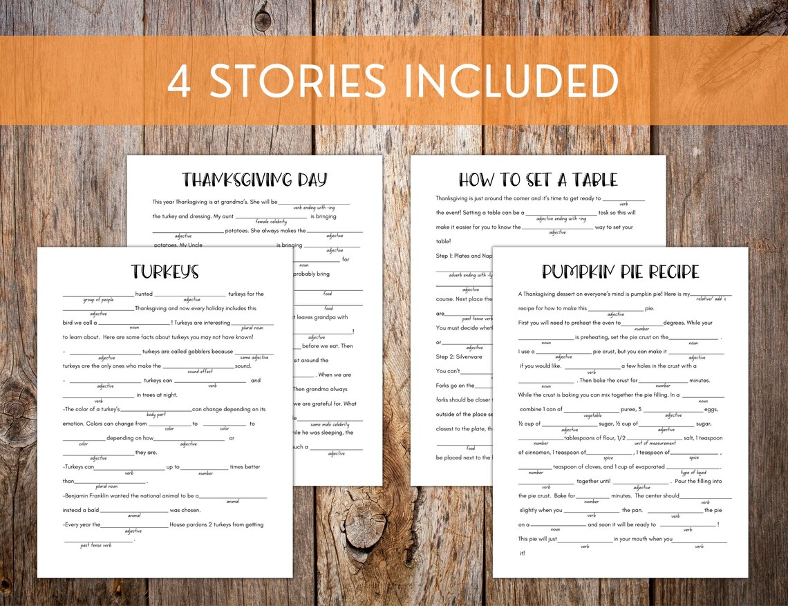 Family Thanksgiving Libs Printable Games | Funny Fill in the Blank Word ...