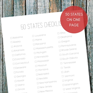 50 States Checklist Printable US States Bucket List Challenge - Etsy