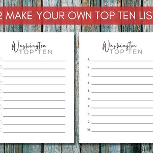 Washington Bucket List Printable | America's 50 States Travel Planner ...