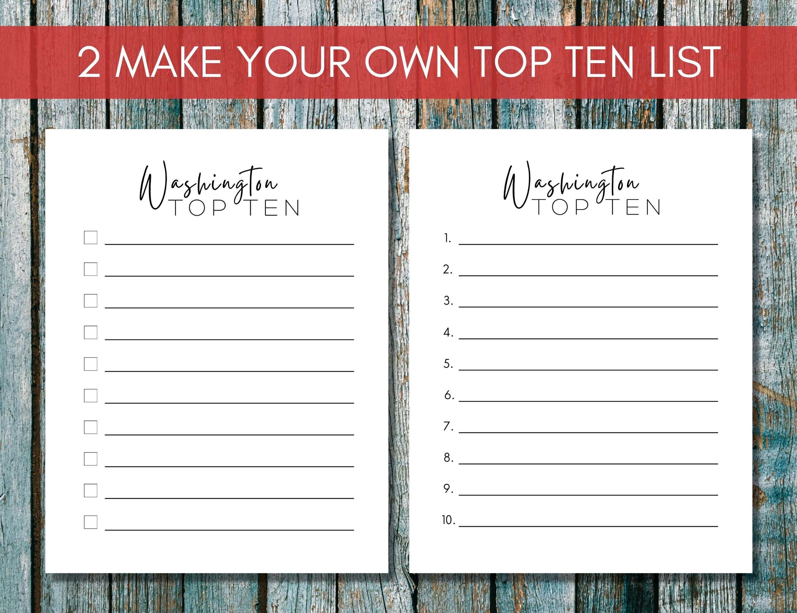 Washington Bucket List Printable | America's 50 States Travel Planner ...