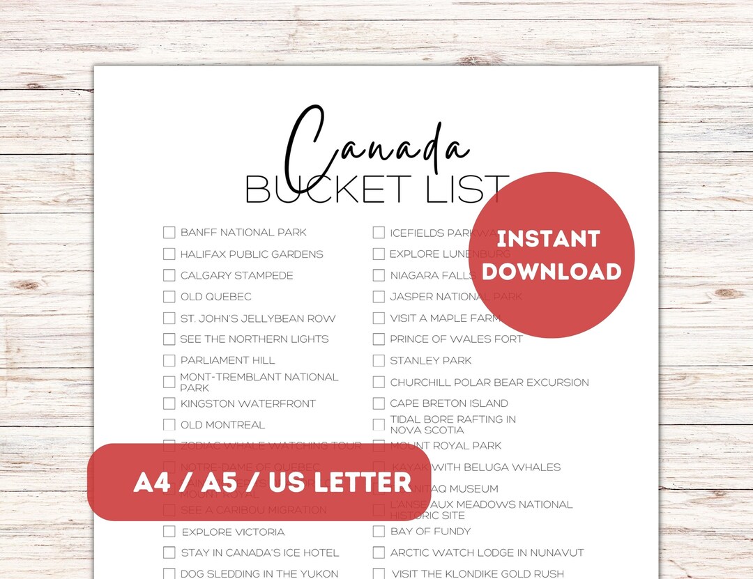 Canada Bucket List Printable | Canada Travel Planner Checklist | Canada ...