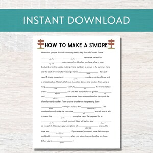 Family Camping Word Game Printable | Funny Word Libs for Camping Party ...