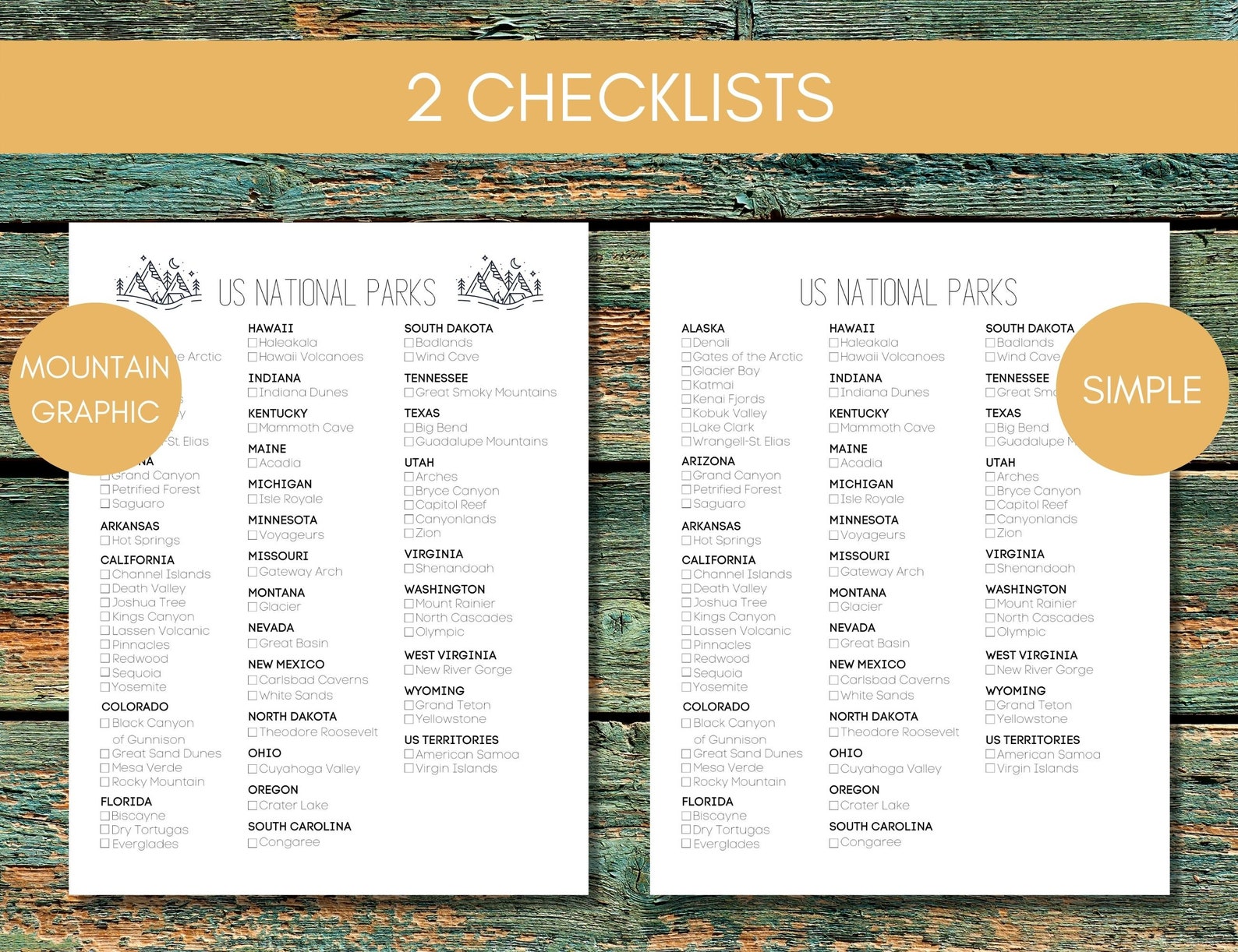 US National Park Checklist Printable 63 Parks 2023 Complete - Etsy