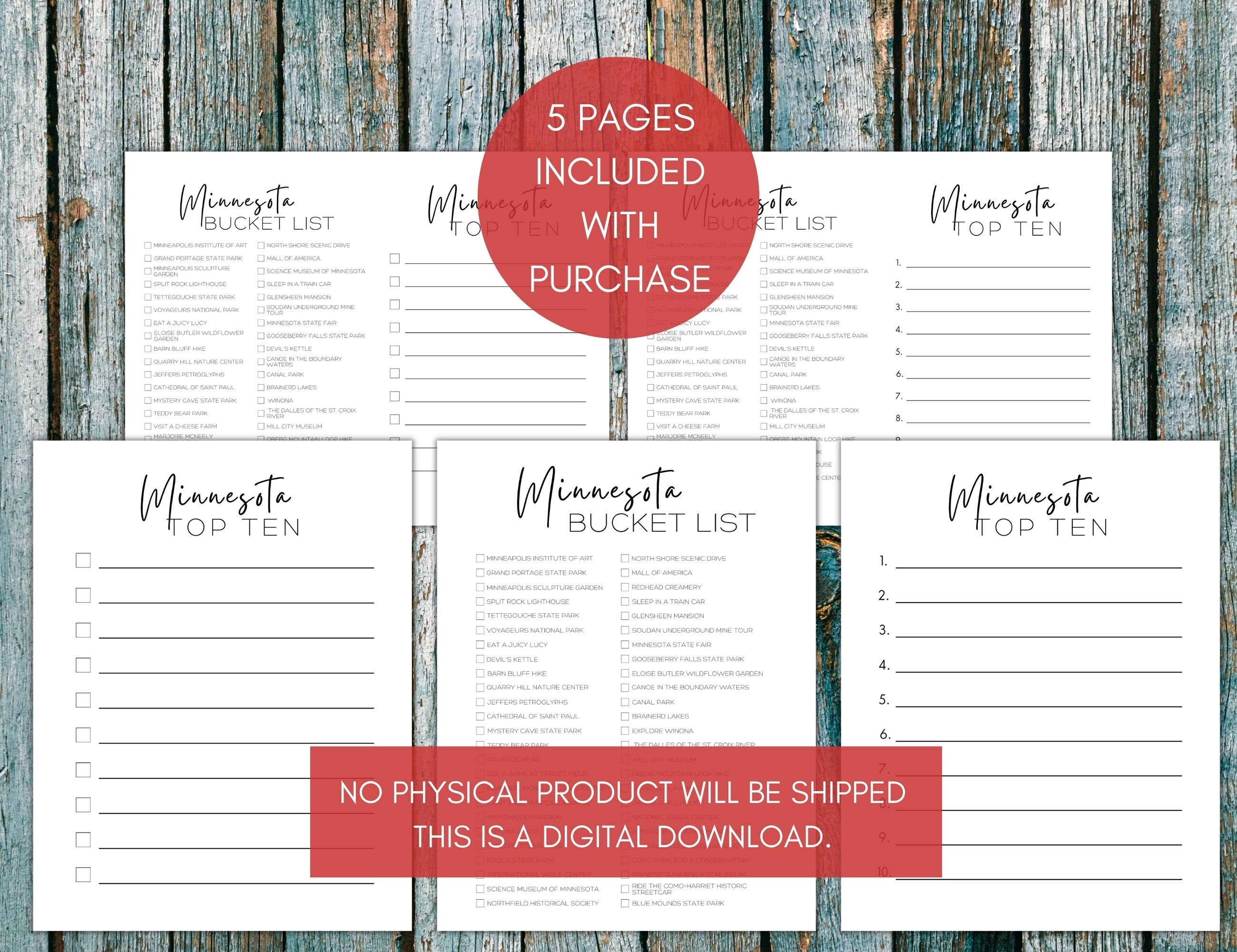 Minnesota Bucket List Printable | America's 50 States Travel Planner ...