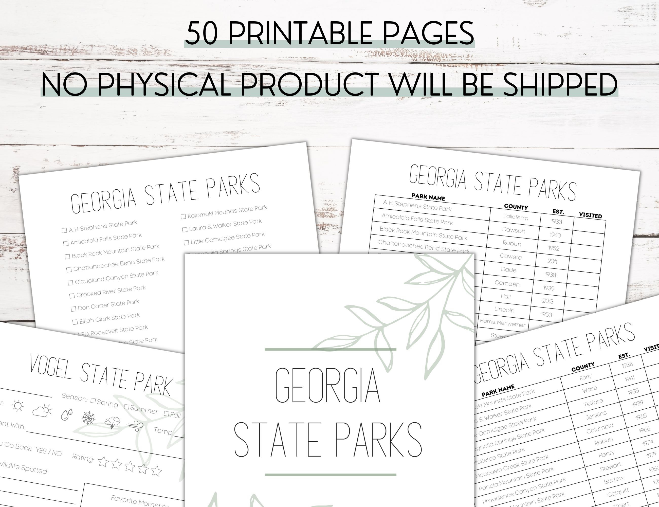 Georgia State Parks and Recreation Checklist Printable Travel Journal ...