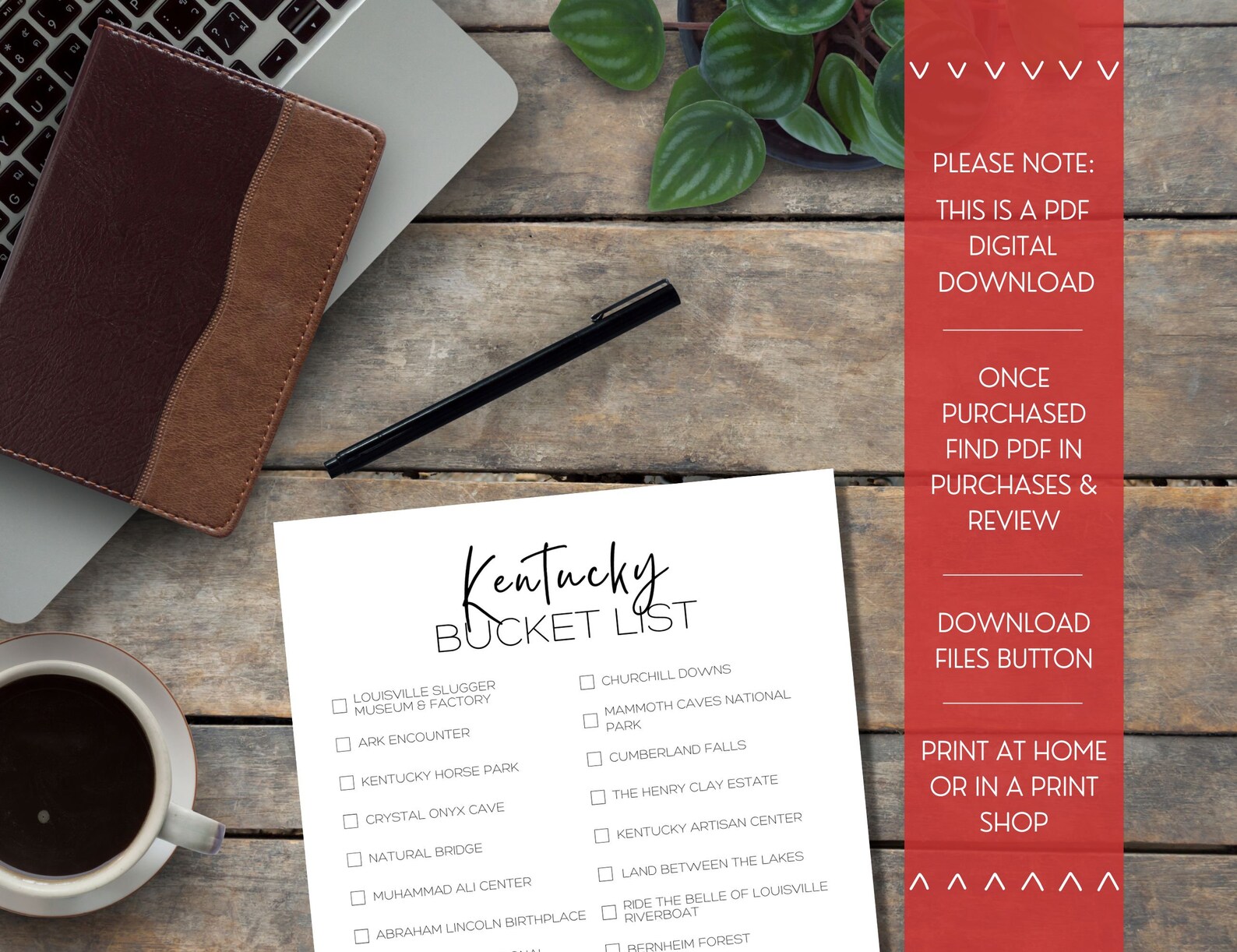 Kentucky Bucket List Printable America's 50 States - Etsy