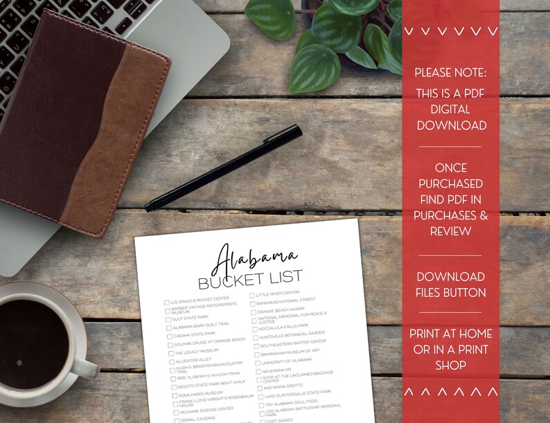 Alabama Bucket List Printable America's 50 States Travel Planner ...