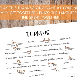 Family Thanksgiving Libs Printable Games | Funny Fill in the Blank Word ...