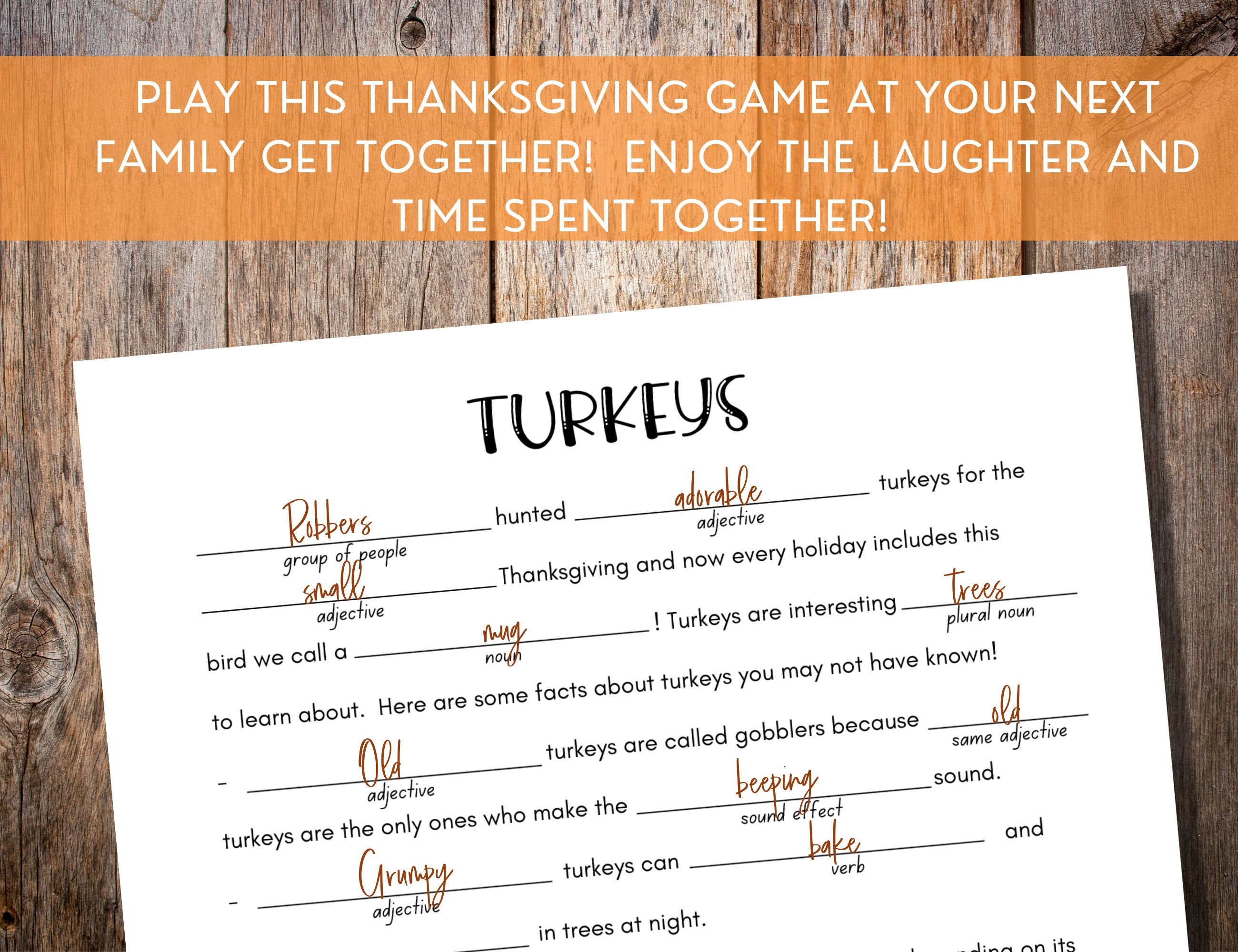 Family Thanksgiving Libs Printable Games | Funny Fill in the Blank Word ...