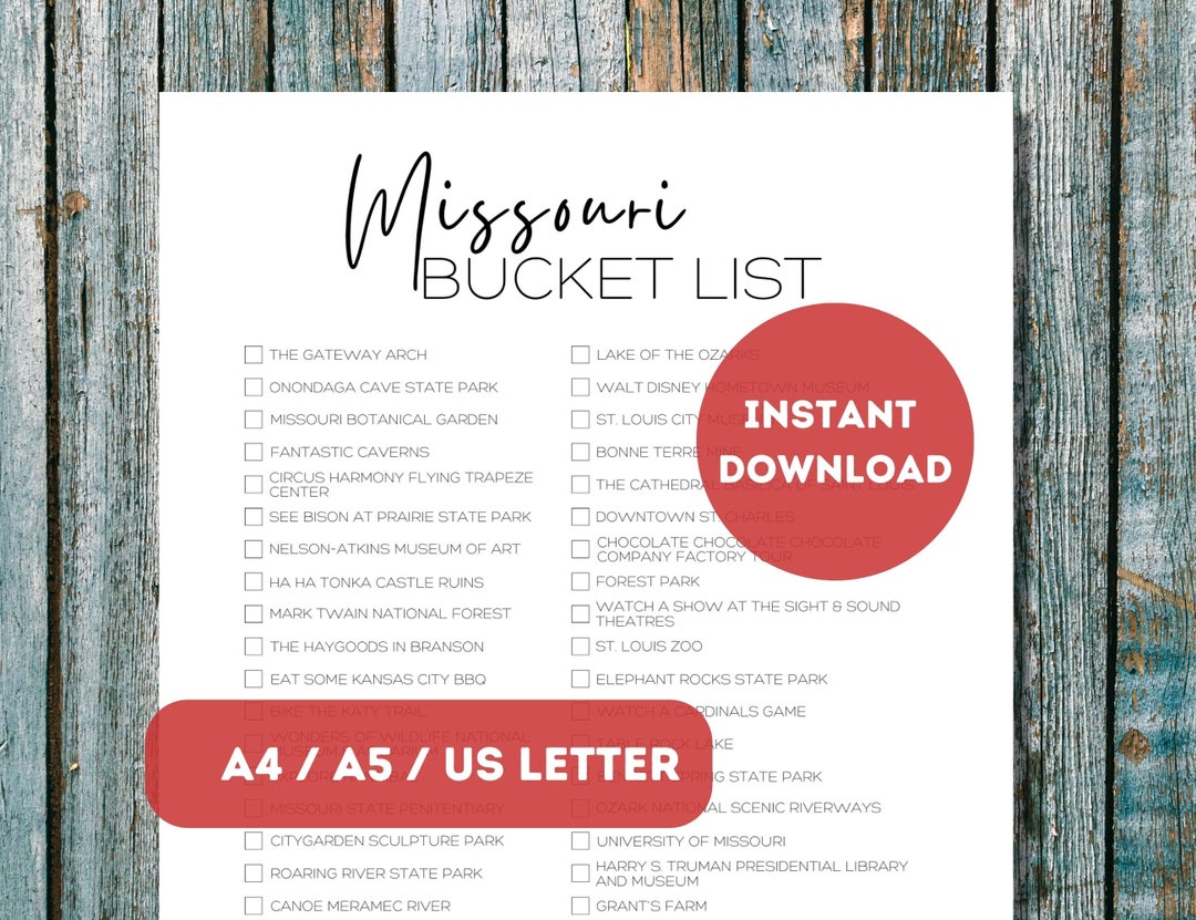 Missouri Bucket List Printable | America's 50 States Travel Planner ...