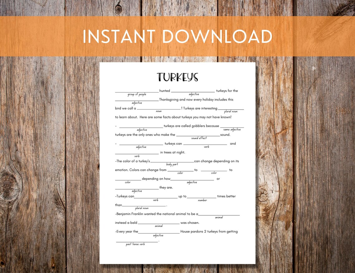 Family Thanksgiving Libs Printable Games | Funny Fill in the Blank Word ...