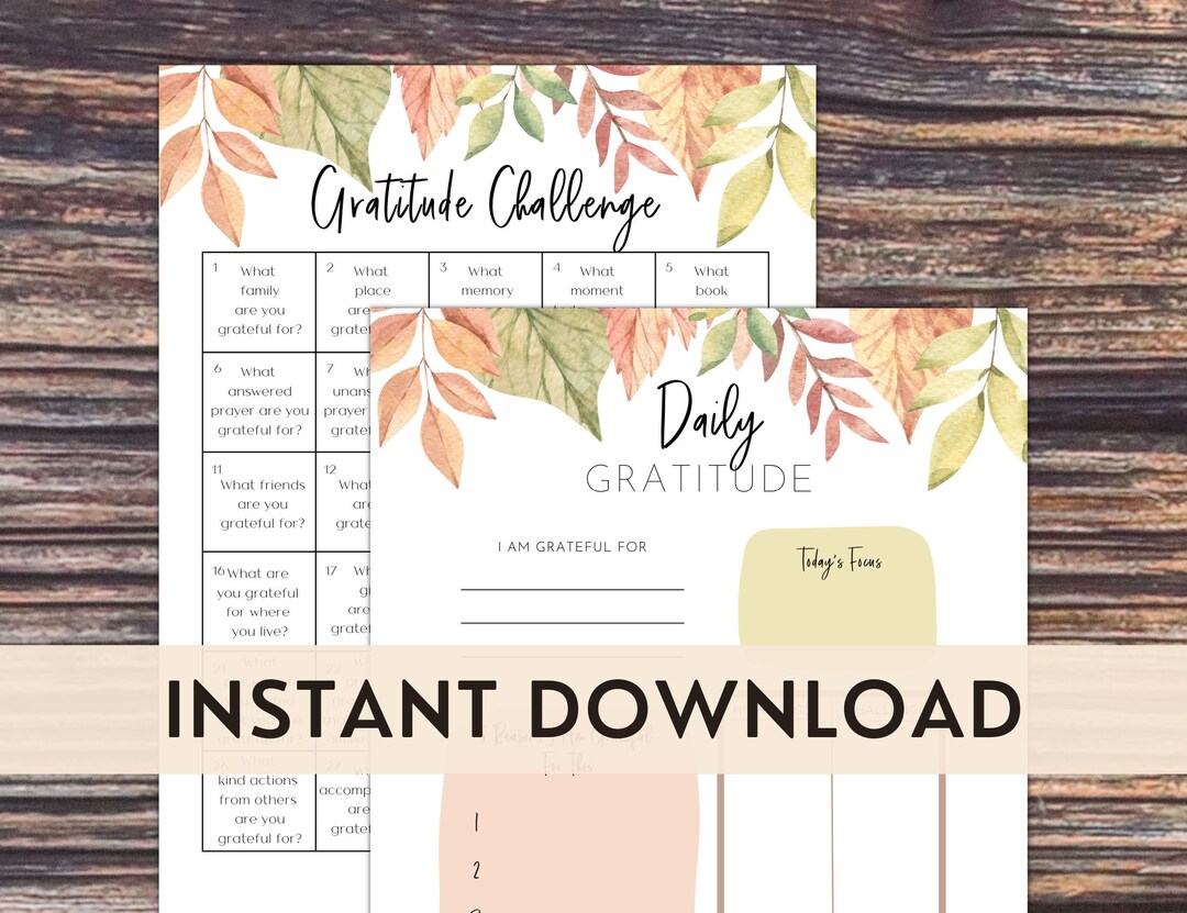 Watercolor Fall Leaves Daily Gratitude Printables | Mindfulness Journal ...