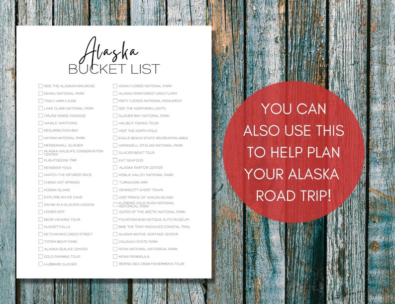 Alaska Bucket List Printable | America's 50 States Travel Planner ...