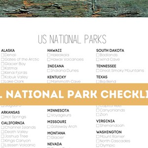 US National Park Checklist Printable 63 Parks 2023 Complete - Etsy