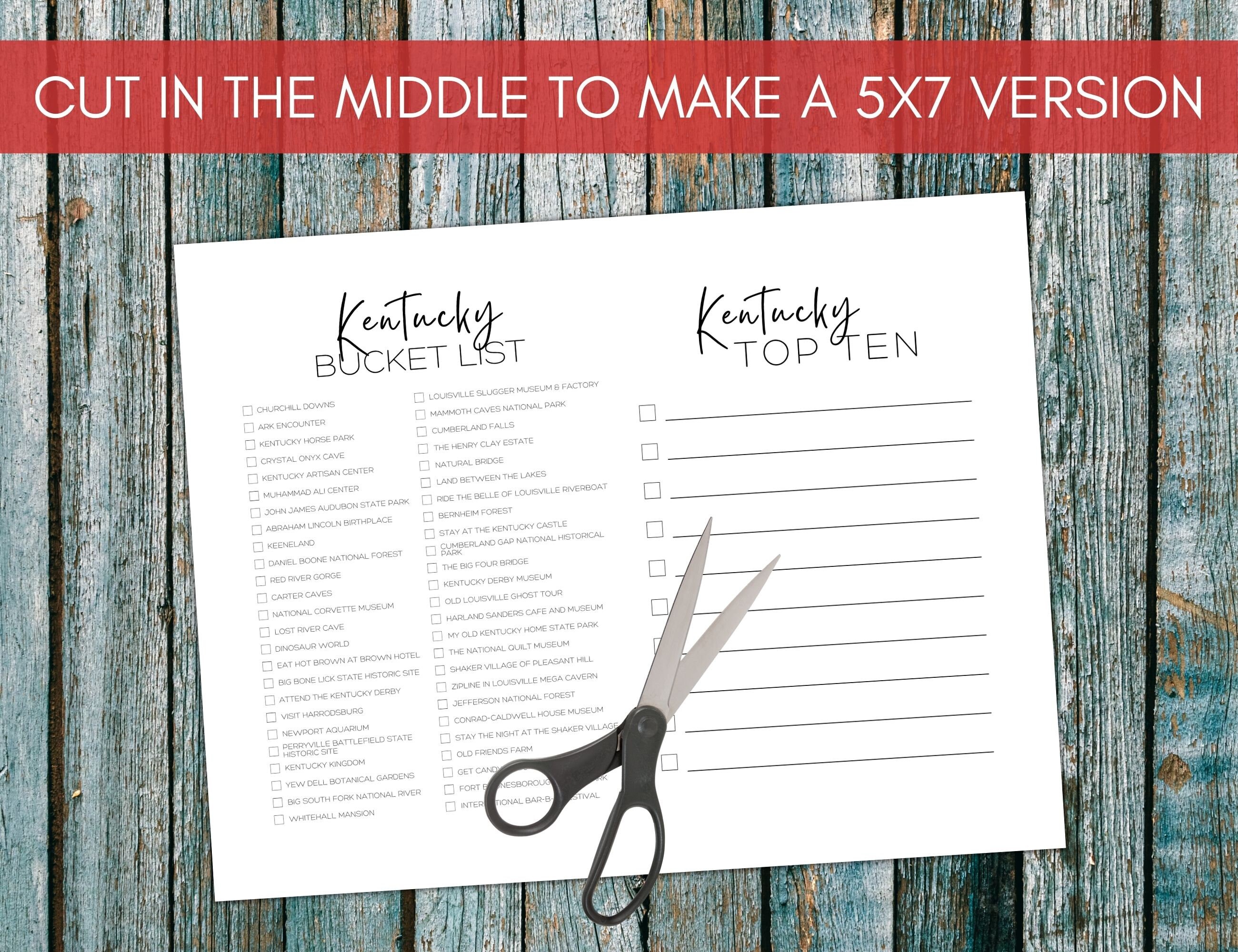 Kentucky Bucket List Printable | America's 50 States Travel Planner ...