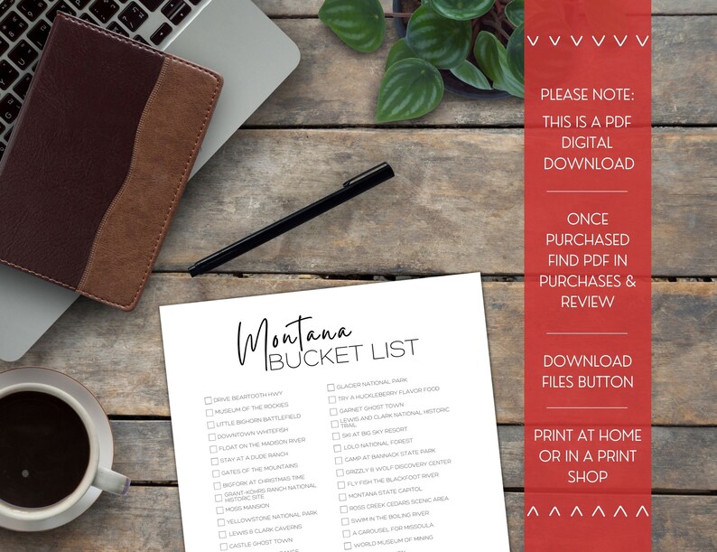 Montana Bucket List Printable America's 50 States Travel - Etsy