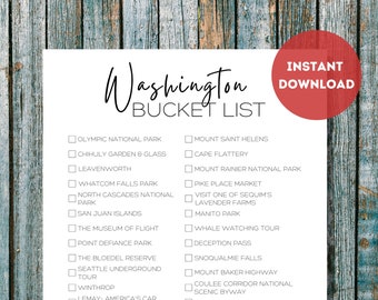 Washington Bucket List - Etsy