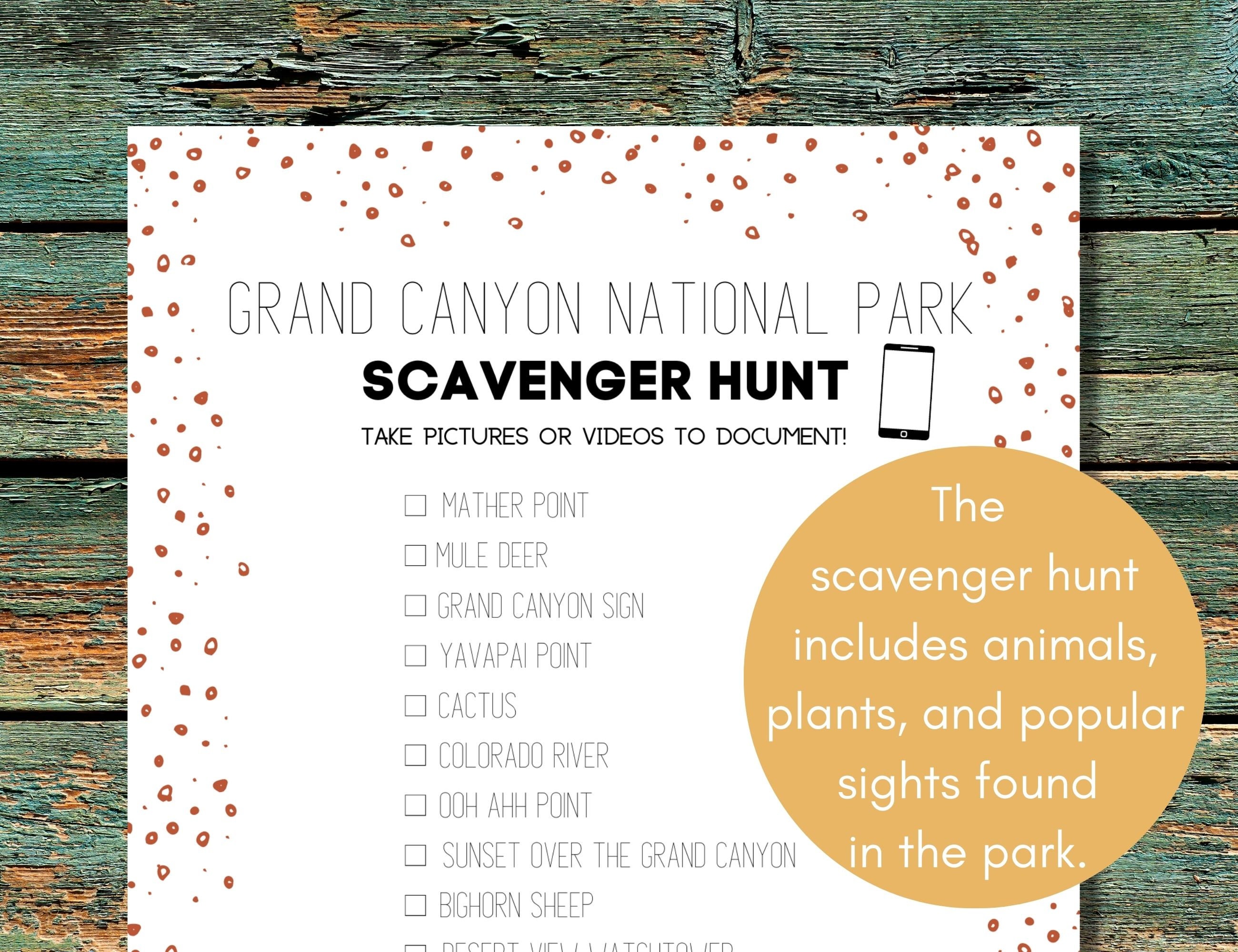 Grand Canyon National Park Photo Scavenger Hunt | US National Park ...