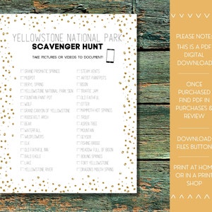 Yellowstone National Park Photo Scavenger Hunt | US National Park ...