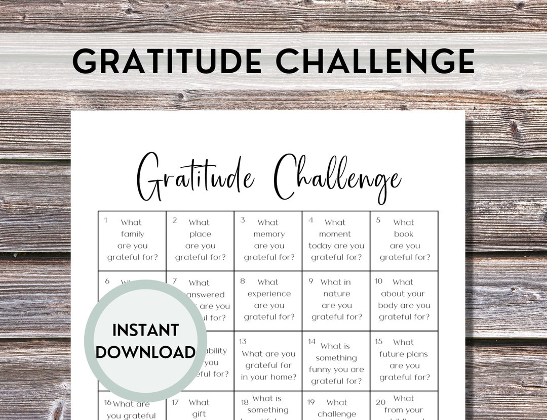 30 Day Gratitude Challenge Printable | Monthly Challenge Tracker ...