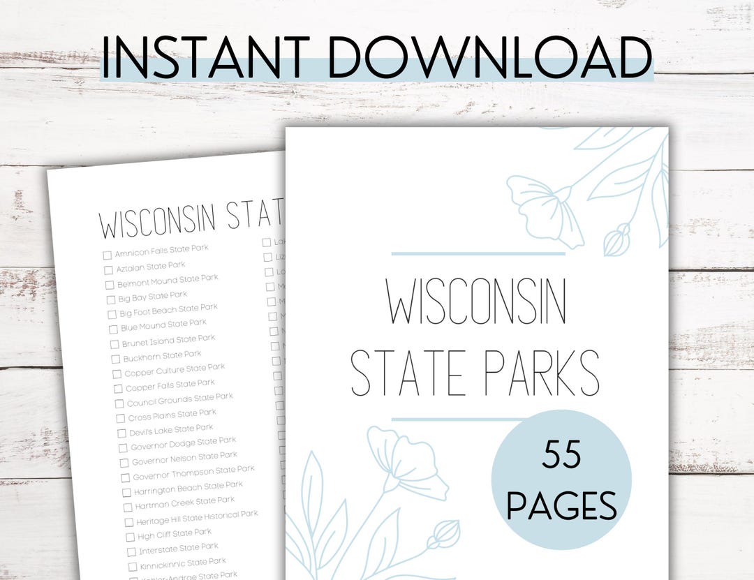Wisconsin State Parks and Recreation Checklist Printable Travel Journal ...