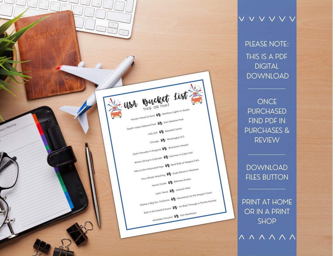 Family Road Trip Game US Travel Game Bucket List This or That Printable ...