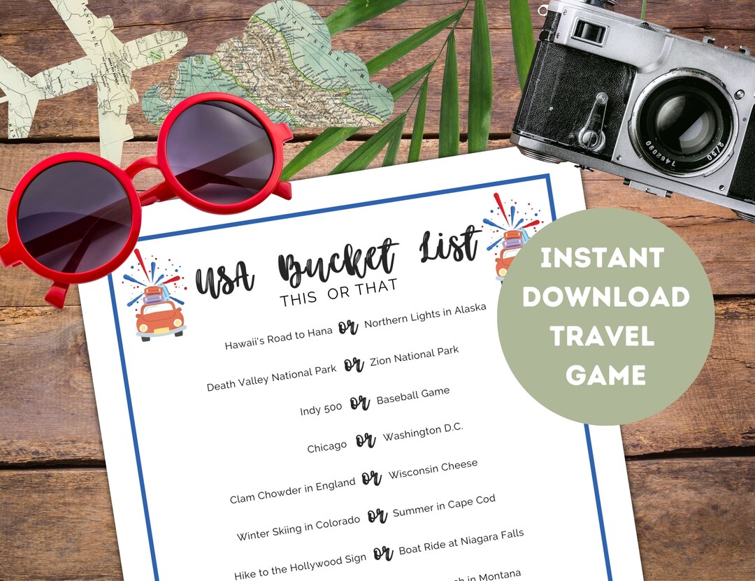 Family Road Trip Game US Travel Game Bucket List This or That - Etsy