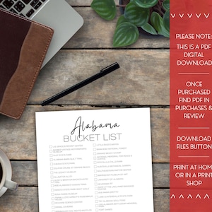 Alabama Bucket List Printable | America's 50 States Travel Planner ...