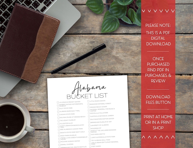 Alabama Bucket List Printable | America's 50 States Travel Planner ...