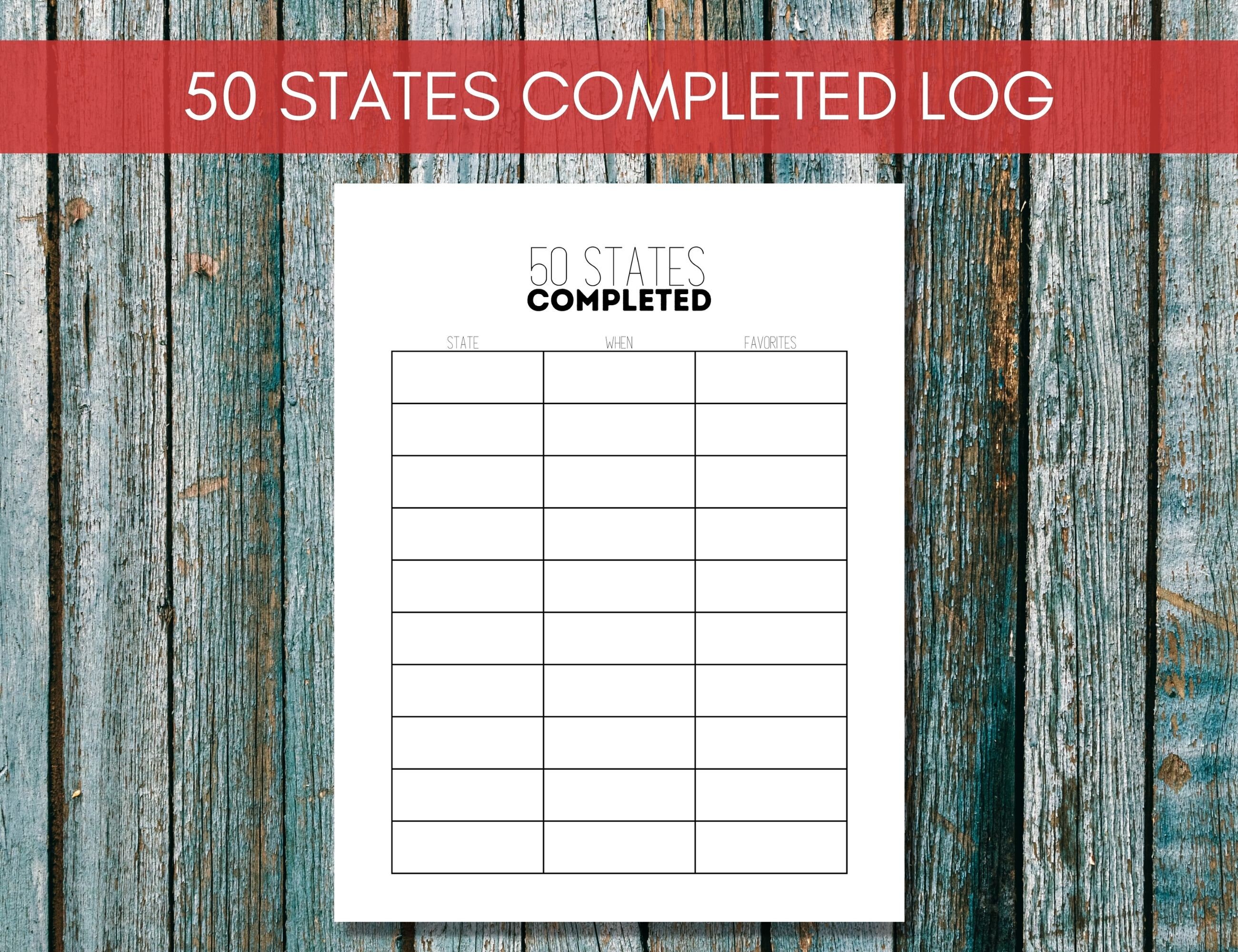 50 States Checklist Printable US States Bucket List Challenge - Etsy