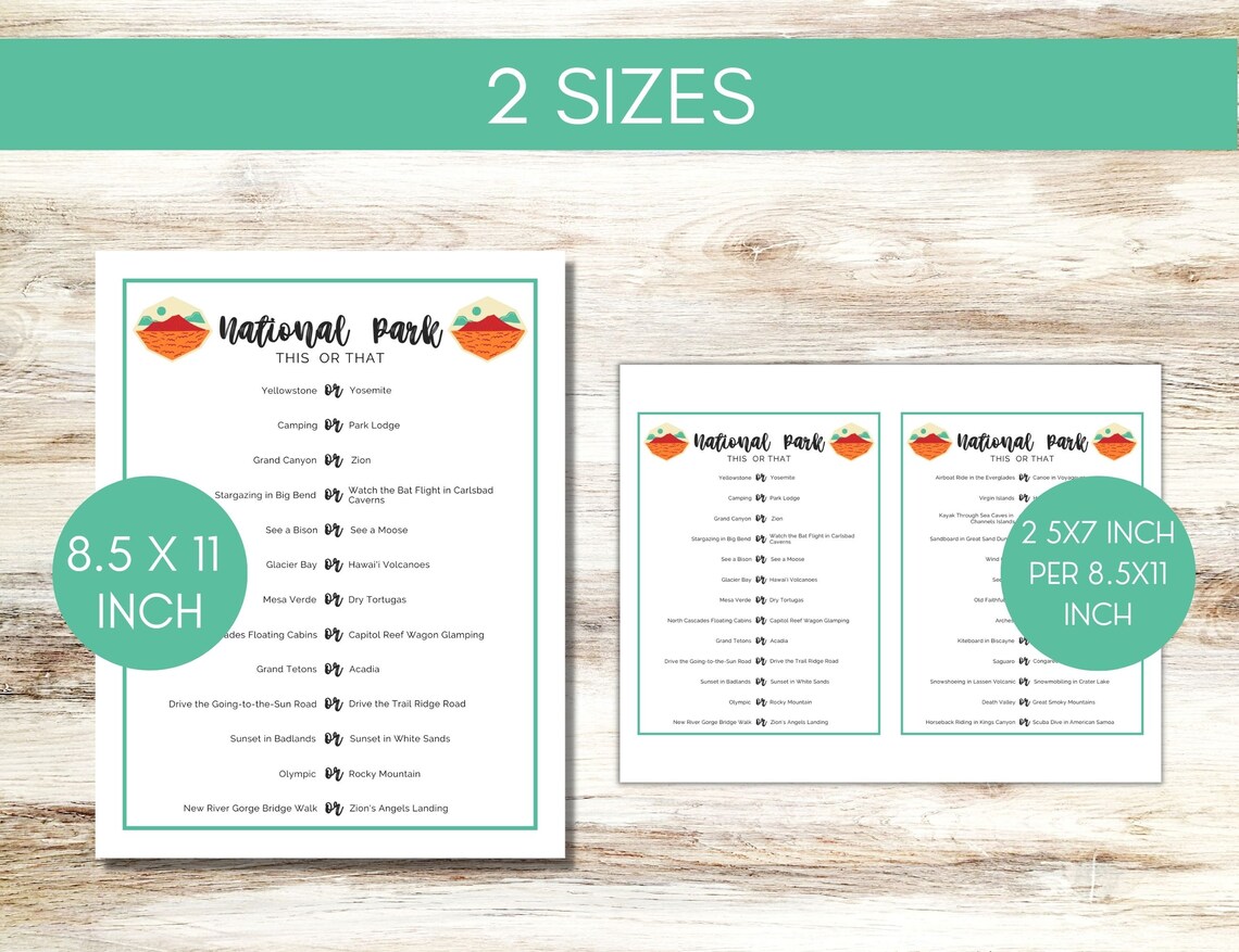 US National Park This or That Travel Games | Family Road Trip Printable ...