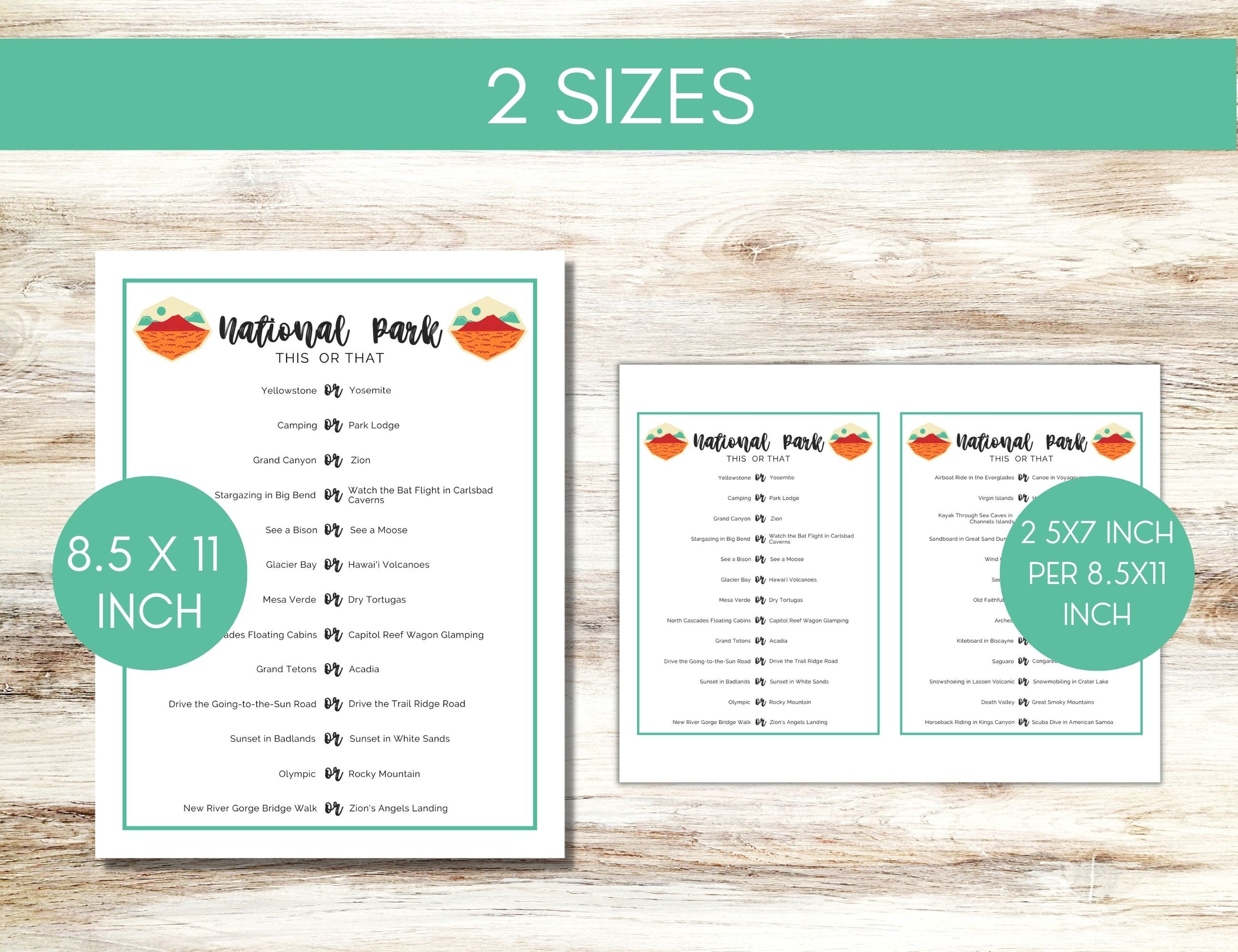 US National Park This or That Travel Games | Family Road Trip Printable ...