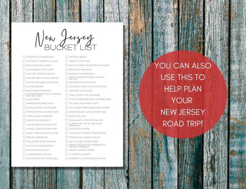 New Jersey Bucket List Printable | Family Road Trip Travel Planner ...
