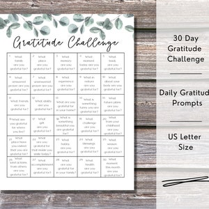30 Day Gratitude Challenge Printable | Monthly Challenge Tracker ...