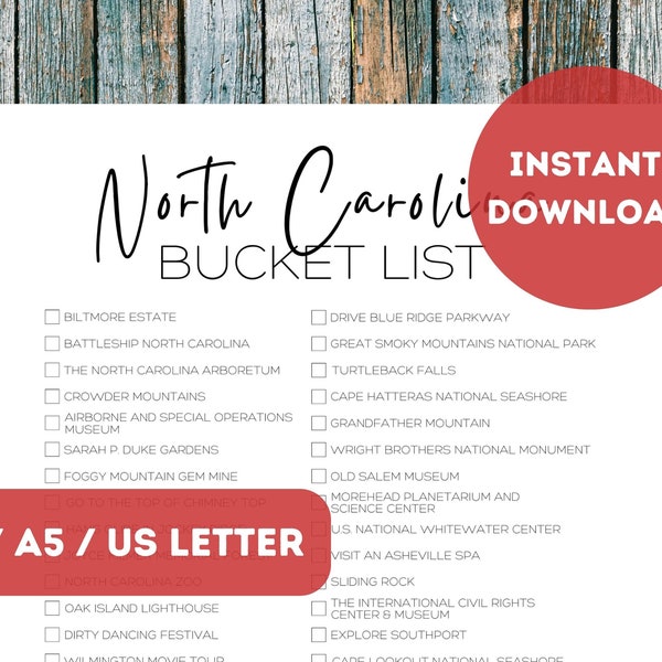 Printable Map of North Carolina - Etsy