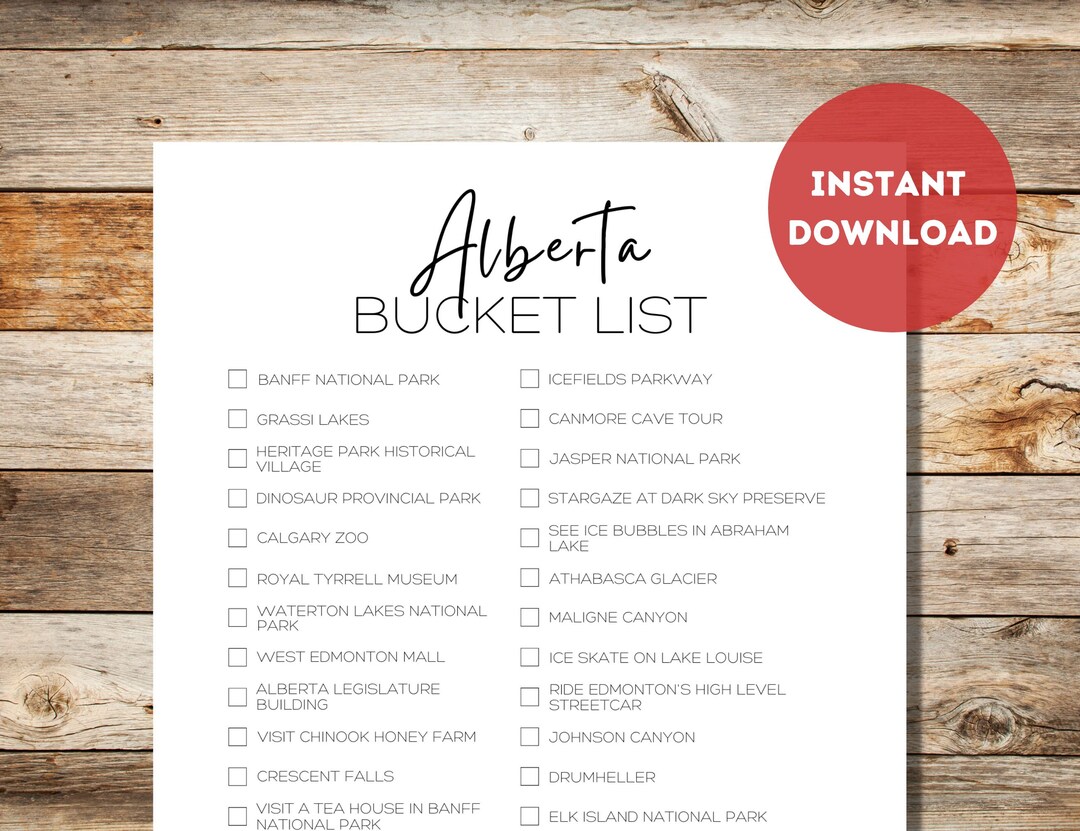 Alberta Bucket List Printable Canada Travel Planner - Etsy