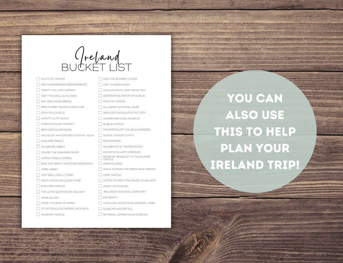 Ireland Bucket List Printable | Ireland Travel Planner Checklist ...