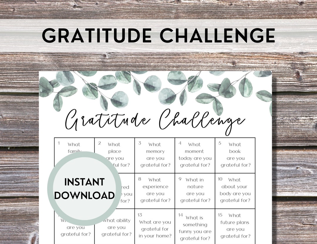 30 Day Gratitude Challenge Printable | Monthly Challenge Tracker ...