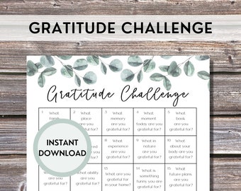 30 Day Gratitude Challenge Printable Monthly Challenge Tracker ...