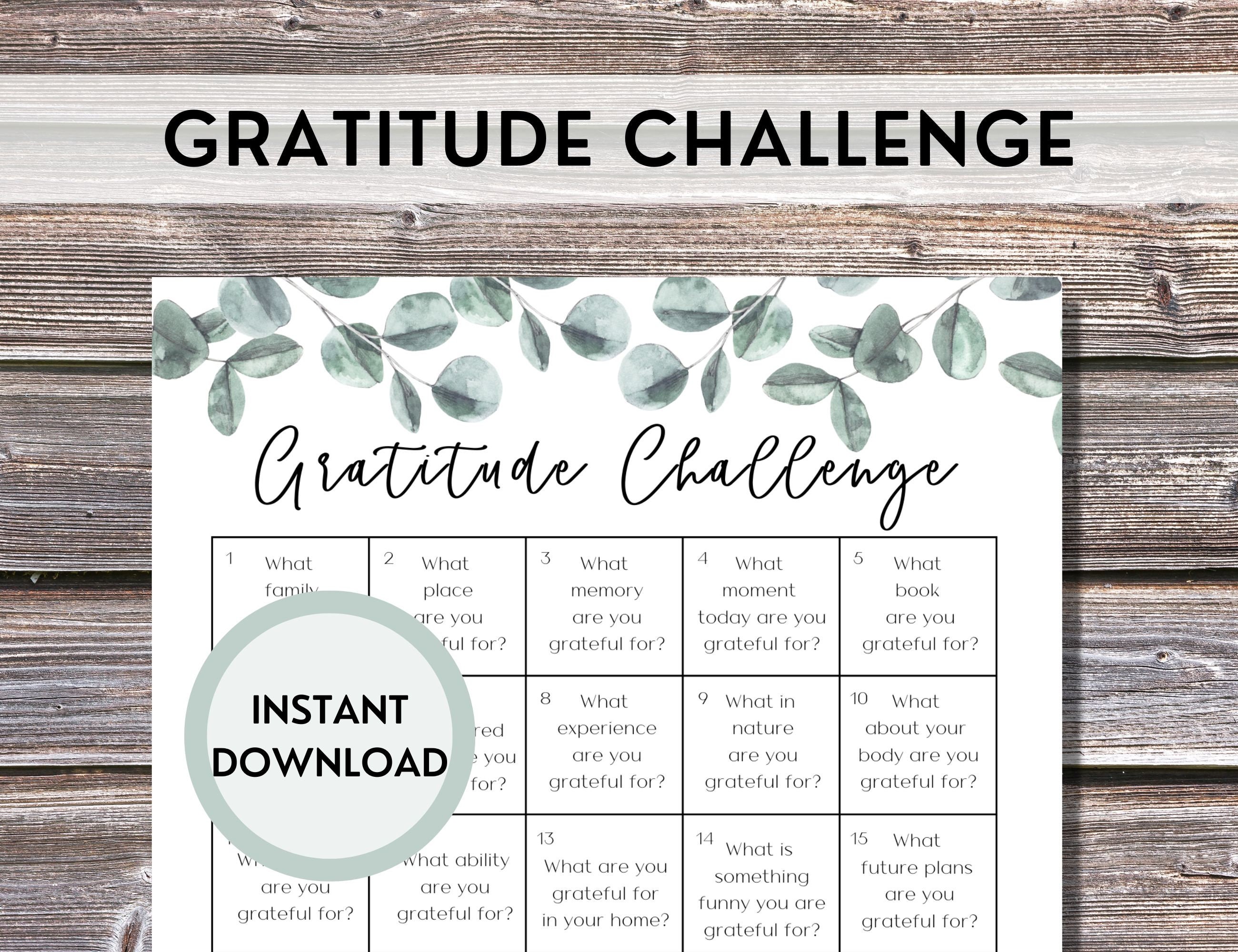 30 Day Gratitude Challenge Printable | Monthly Challenge Tracker ...