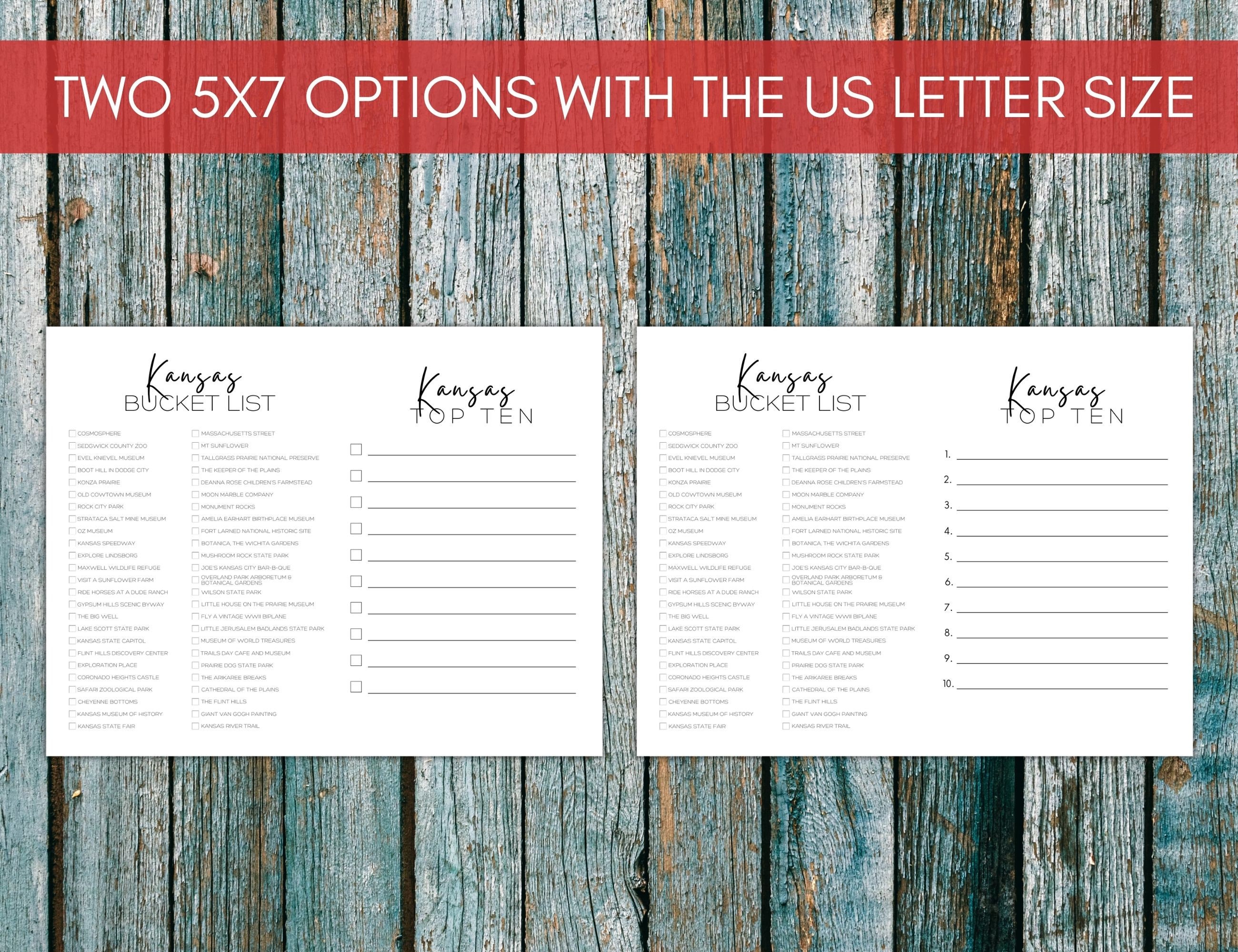 Kansas Bucket List Printable | Top Things to Do Travel Planner | Family ...