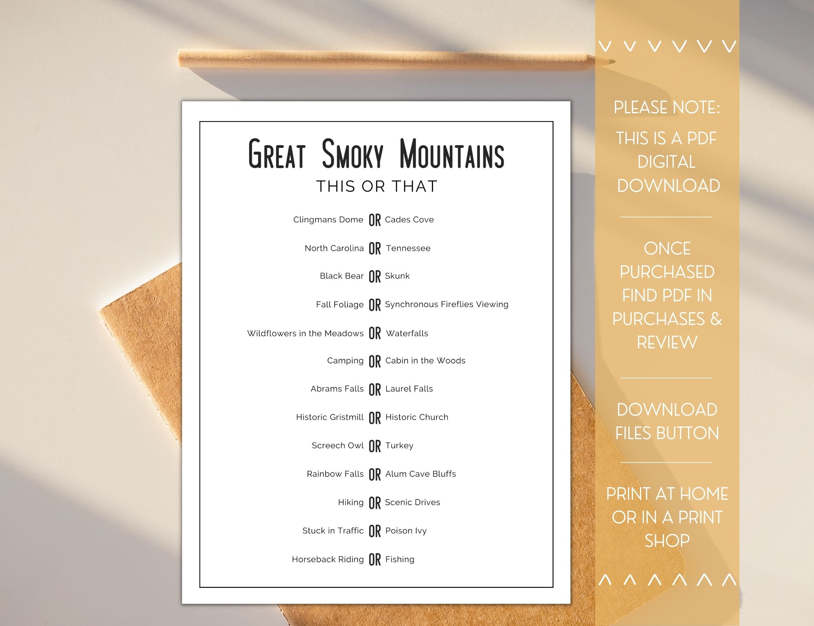 Great Smoky Mountains National Park Printable Vacation Games US ...