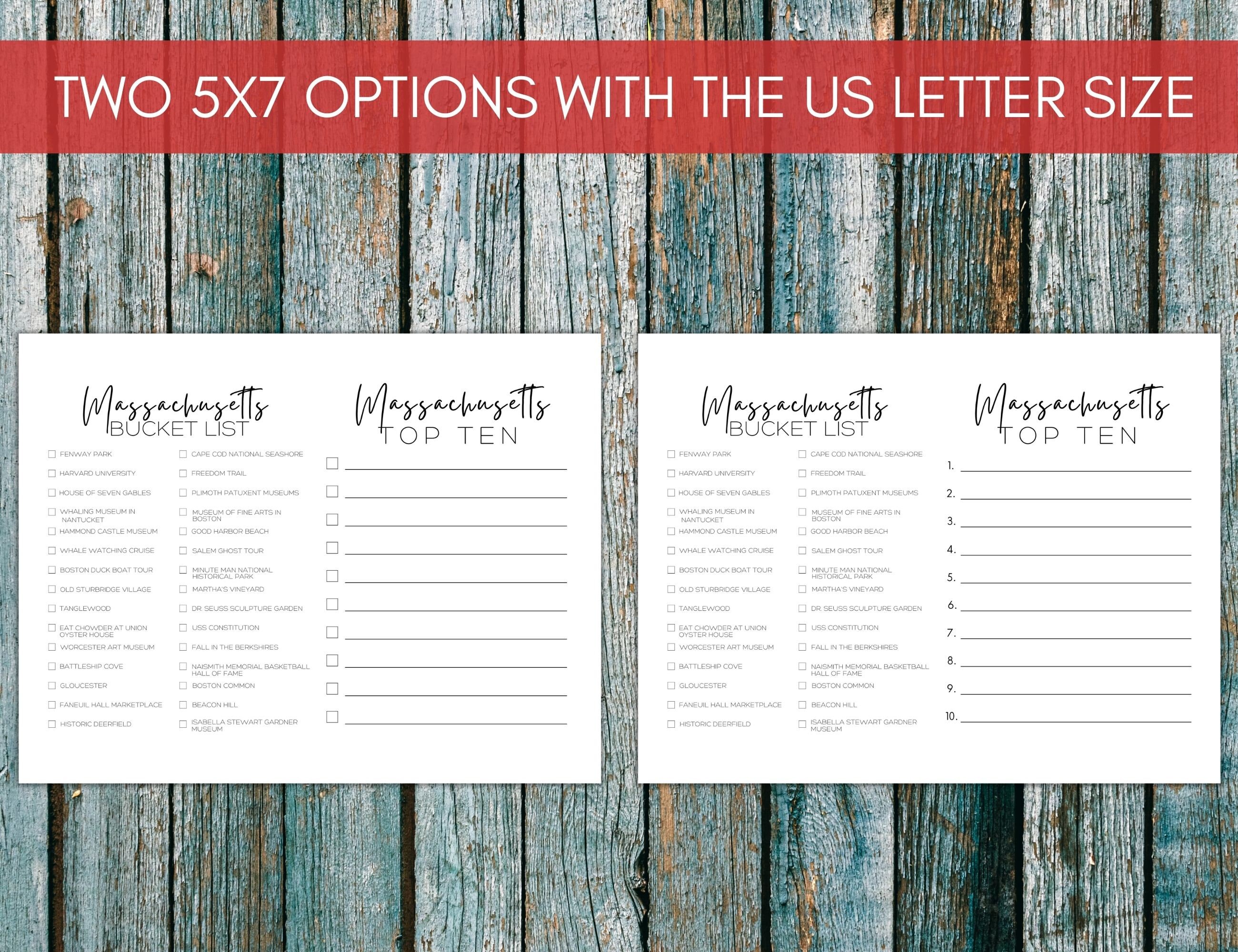 Massachusetts Bucket List Printable | America's 50 States Travel ...