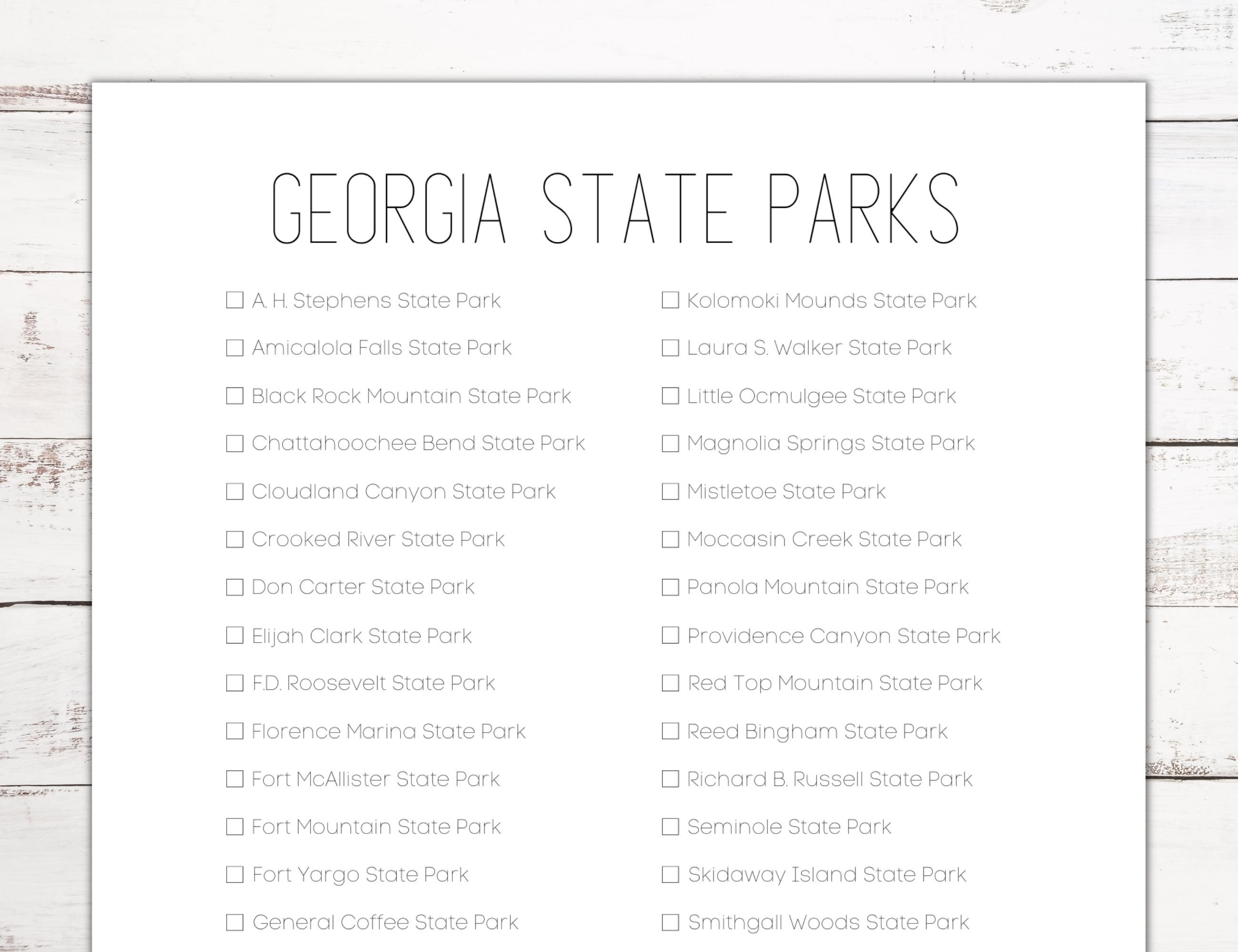 Georgia State Parks and Recreation Checklist Printable Travel Journal ...