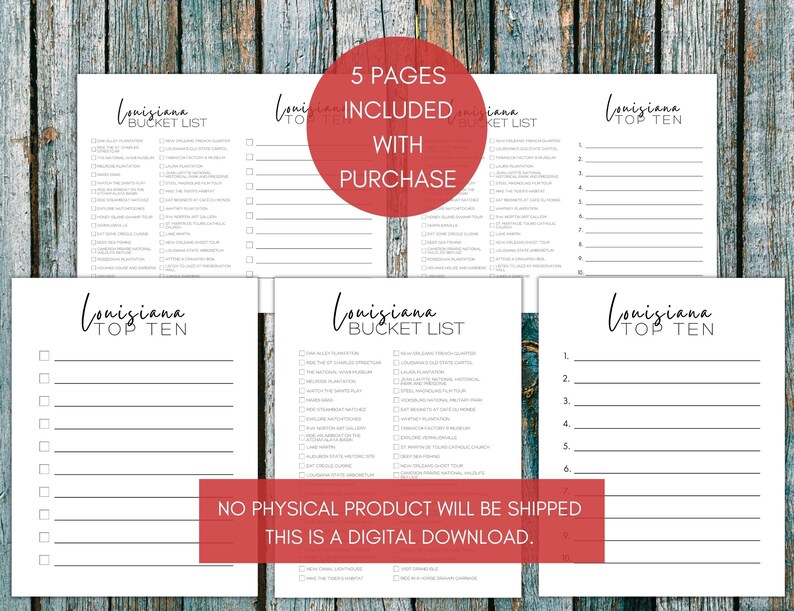 Louisiana Bucket List Printable | America's 50 States Travel Planner ...