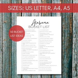 Alabama Bucket List Printable America's 50 States Travel Planner ...