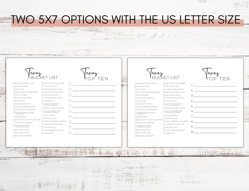 Texas Bucket List Printable | Texas State Parks and Recreation ...